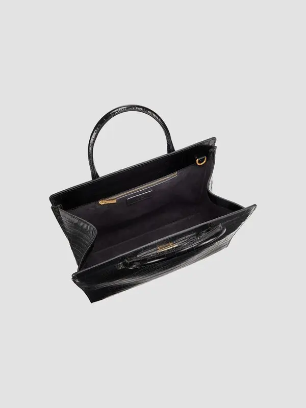 NILI LOTAN Lou Croc-embossed Leather Top Handle Bag