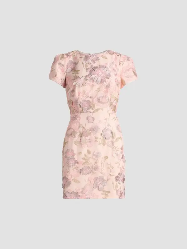 MILLY Daisy Floral-embroidered Minidress - Blush