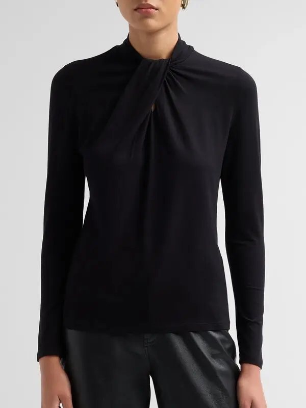 Majestic Filatures Soft Touch Long-sleeve Twist-neck Top