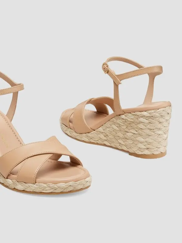 STUART WEITZMAN Dayna Leather Espadrille Sandals - Adobe Natural