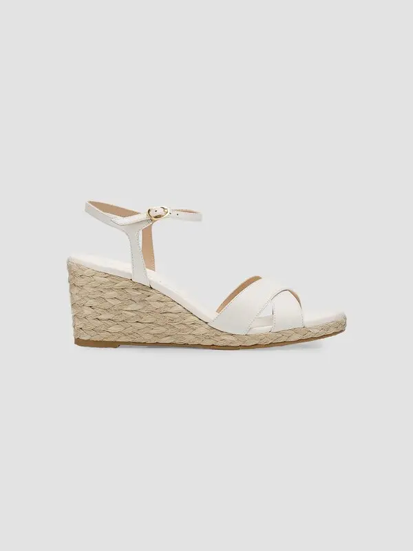 STUART WEITZMAN Dayna Leather Espadrille Sandals - Cream