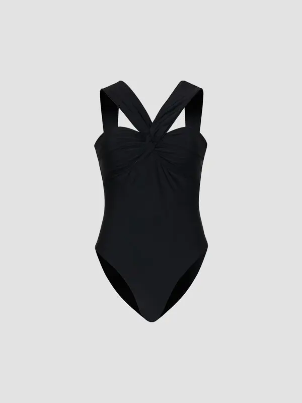 MILLY Betsy Draped Bandeau One-piece Swimsuit