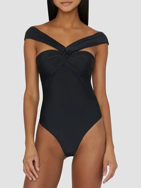 MILLY Betsy Draped Bandeau One-piece Swimsuit