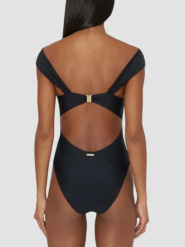 MILLY Betsy Draped Bandeau One-piece Swimsuit