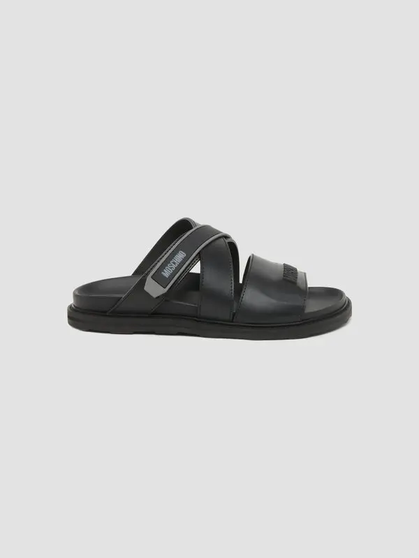 Moschino Leather Open-toe Mules - Black