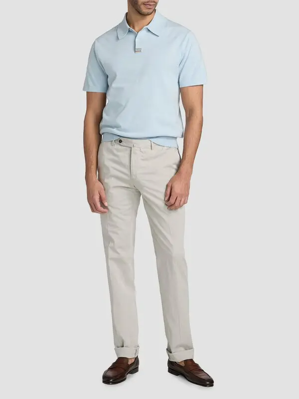 Paul Smith Knit Cotton Polo Shirt - Light Blue