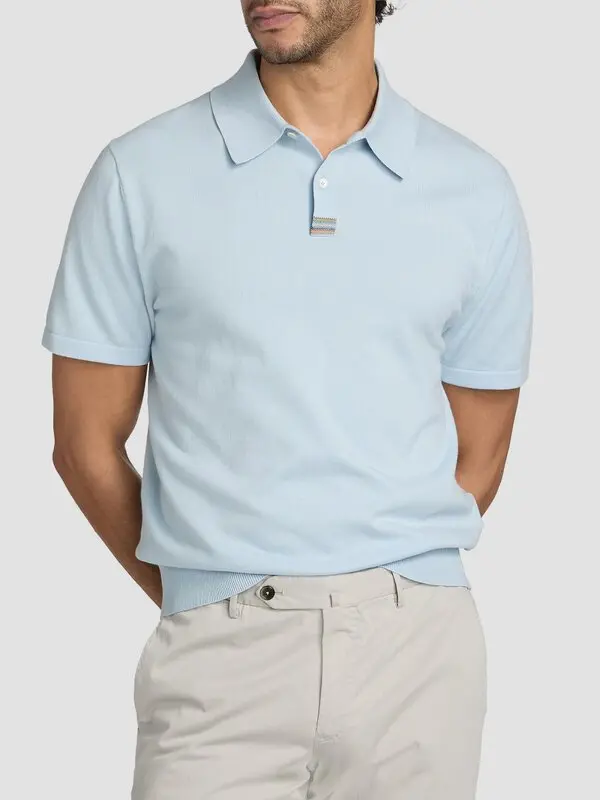 Paul Smith Knit Cotton Polo Shirt - Light Blue
