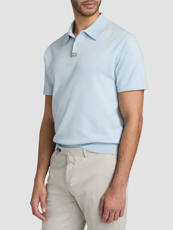 Paul Smith Knit Cotton Polo Shirt - Light Blue