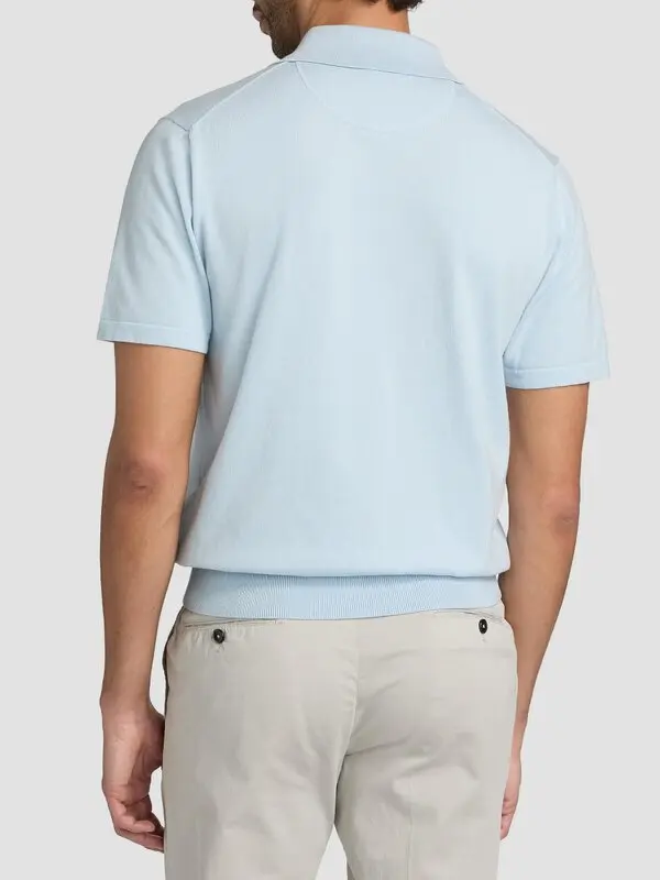 Paul Smith Knit Cotton Polo Shirt - Light Blue