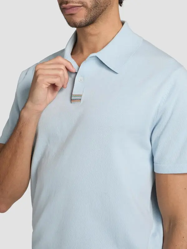 Paul Smith Knit Cotton Polo Shirt - Light Blue