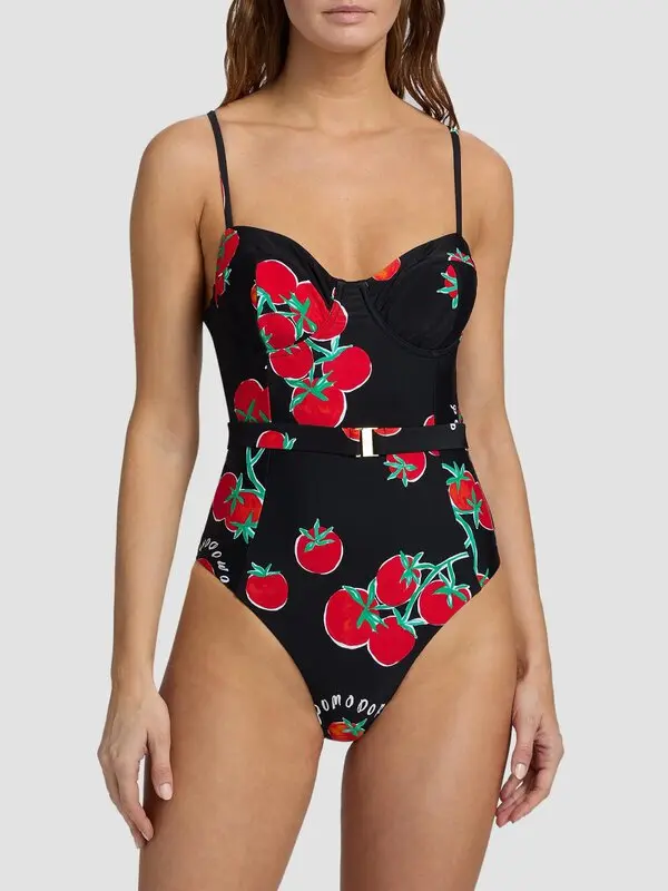 MILLY Pomodoro Belted One-piece Swimsuit