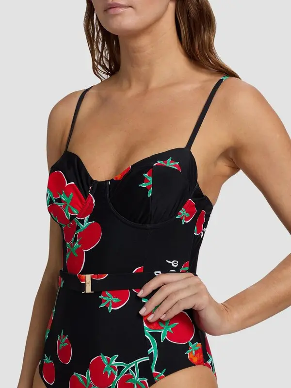 MILLY Pomodoro Belted One-piece Swimsuit