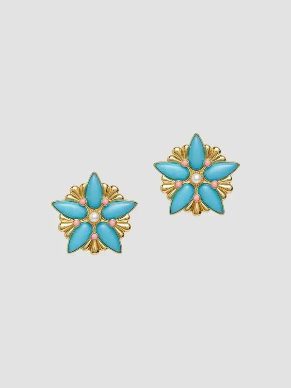 Lele Sadoughi Astra 14k-gold-plated, Turquoise & Imitation Pearl Drop Earrings - Azure