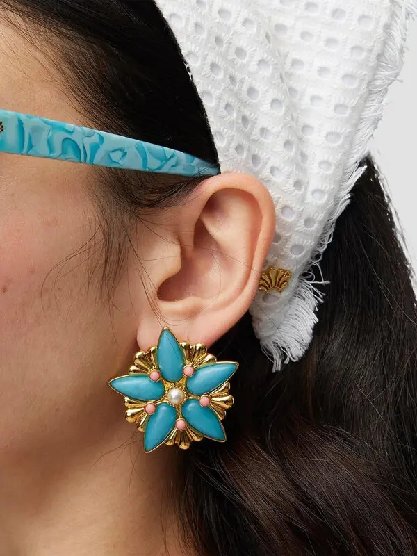 Lele Sadoughi Astra 14k-gold-plated, Turquoise & Imitation Pearl Drop Earrings