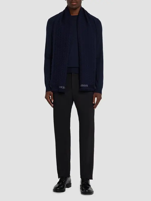 Giorgio Armani Chevron Virgin-wool Knit Scarf
