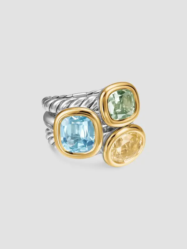 David Yurman Mercer Color Three Stone Ring In Sterling Silver - Multicolored