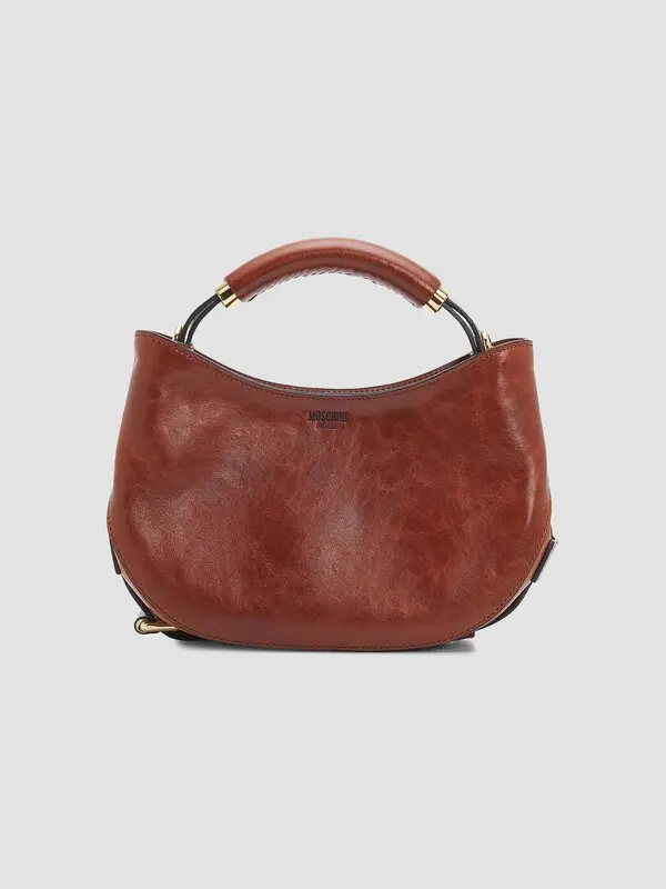 Moschino Logo Leather Top Handle Bag - Hide