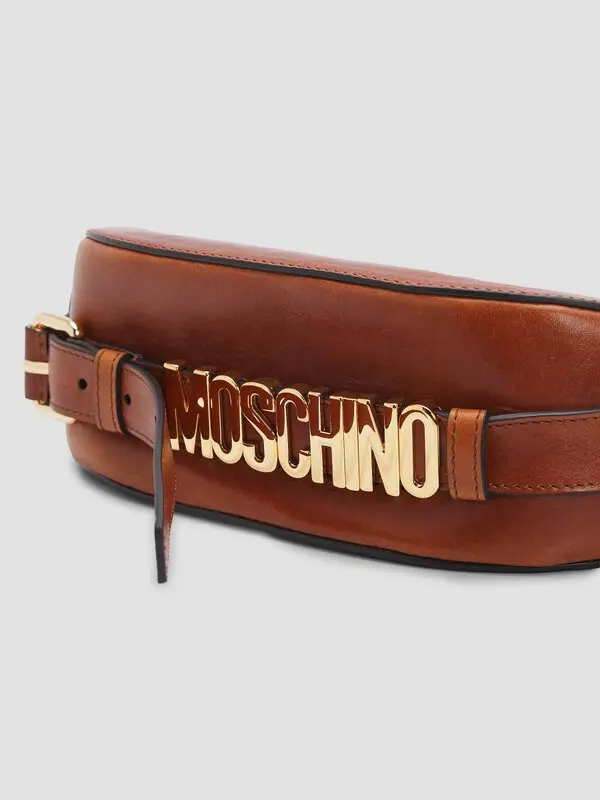 Moschino Logo Leather Top Handle Bag