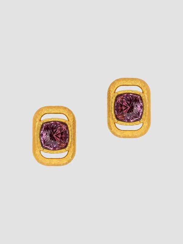 Oscar De La Renta 24k-gold-plated Brass & Glass Stud Earrings - Amethyst