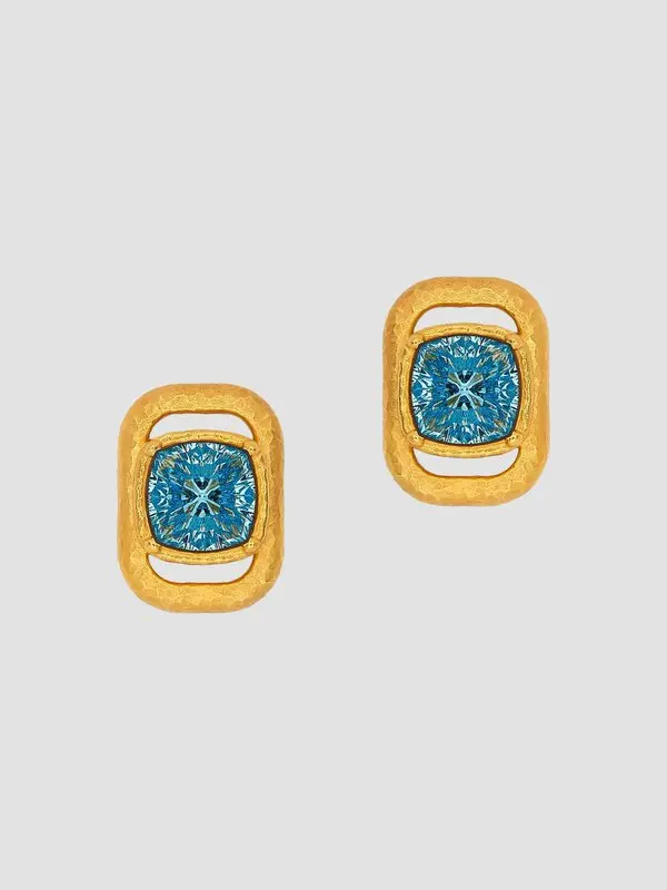 Oscar De La Renta 24k-gold-plated Brass & Glass Stud Earrings - Light Sapphire