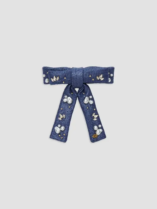 Lele Sadoughi Antoinette Oasis Embellished Bow Barrette - Azure