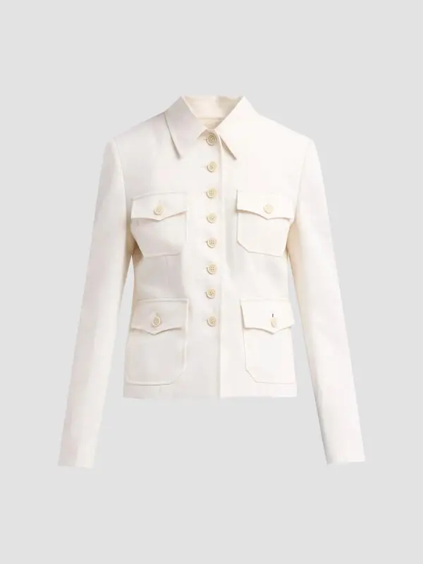 NILI LOTAN Jamison Wool Shirt Jacket - Stone