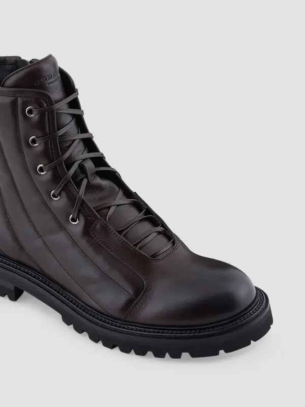 Giorgio Armani Quilted Leather Combat Boots