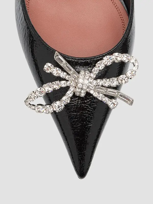 Amina Muaddi Rosie Crystal 60mm Bow Leather Slingback Pumps
