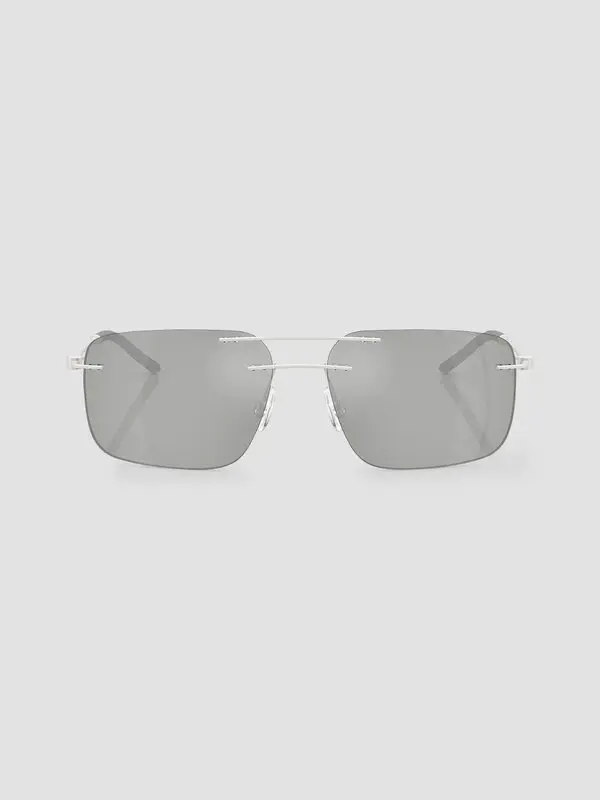 Moncler Orbit 56mm Rectangular Sunglasses - Silver