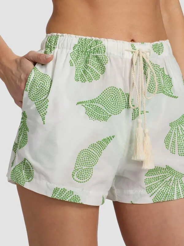 MILLY Corrie Embroidered Cotton Cover-up Shorts - Multi