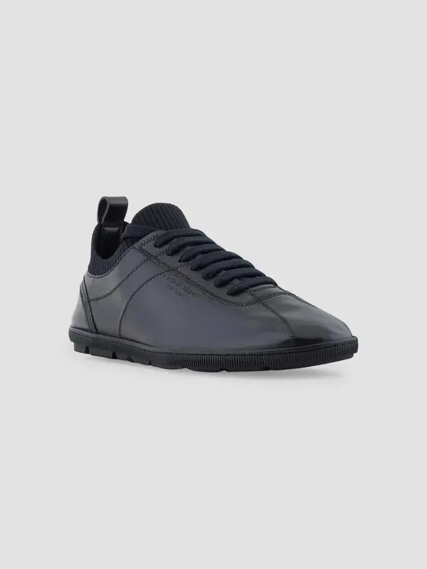 Giorgio Armani Leather Knit-lining Low-top Sneakers
