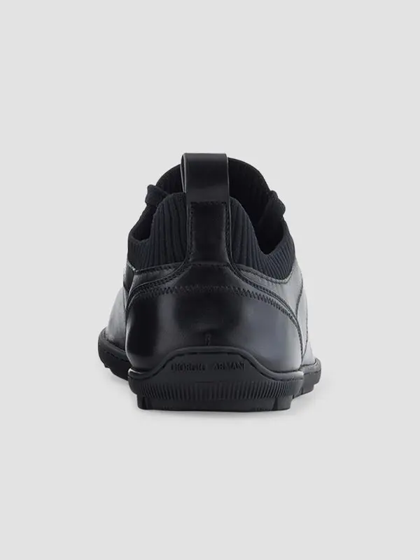 Giorgio Armani Leather Knit-lining Low-top Sneakers