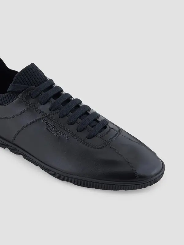 Giorgio Armani Leather Knit-lining Low-top Sneakers