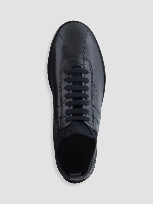 Giorgio Armani Leather Knit-lining Low-top Sneakers