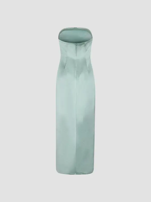 MILLY Michell Satin Strapless Maxi Dress