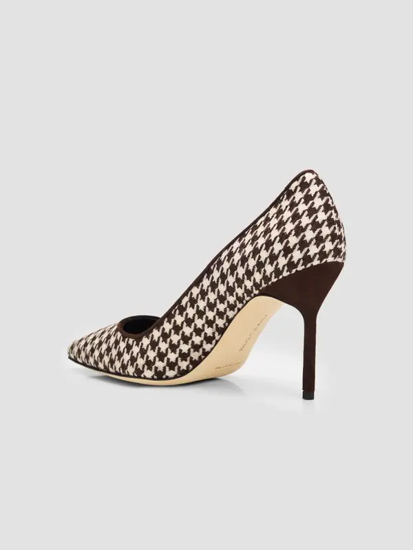 Manolo Blahnik Bb Pick Tora 90mm Houndstooth Wool Pumps
