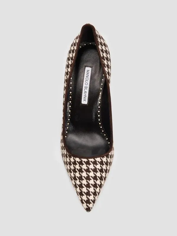 Manolo Blahnik Bb Pick Tora 90mm Houndstooth Wool Pumps