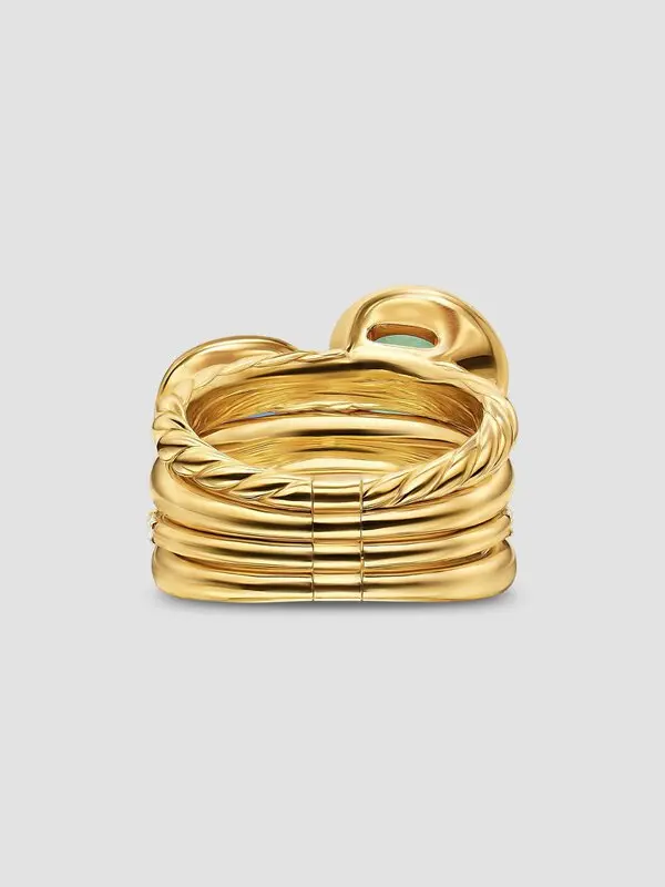 David Yurman Dy Mercer Two Stone Cocktail Ring In 18k Yellow Gold - New Prasiolite