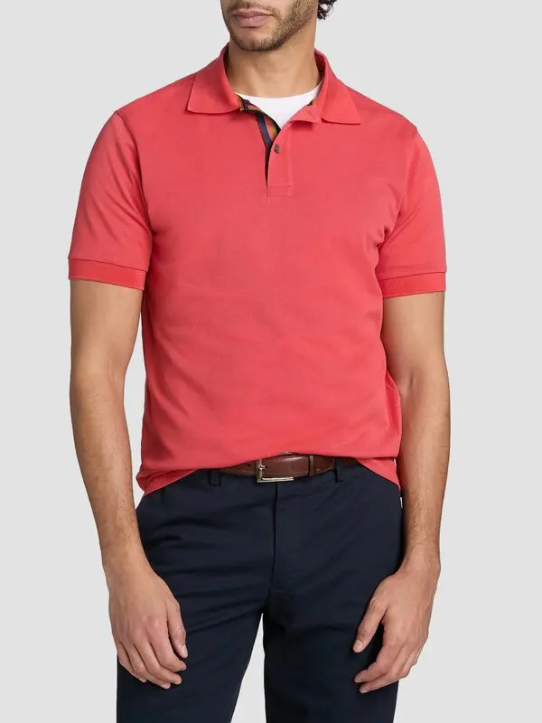 Paul Smith Straight Placket Cotton Polo Shirt - Bubblegum Raspberry