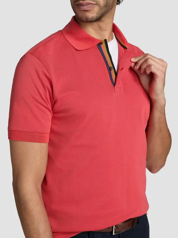Paul Smith Straight Placket Cotton Polo Shirt - Bubblegum Raspberry