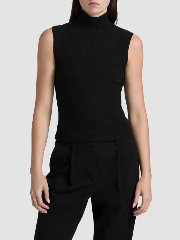 LESET Lauren Sleeveless Turtleneck Top