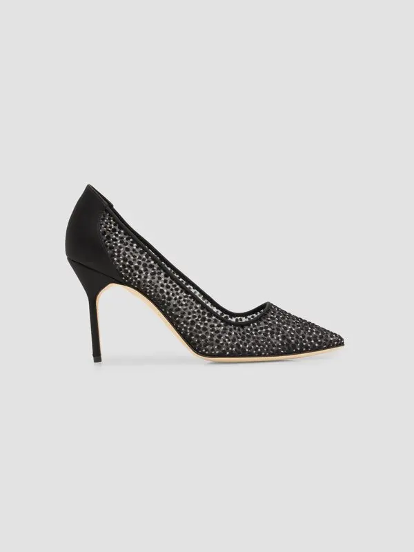 Manolo Blahnik Polka Dot Mesh Stiletto Pumps