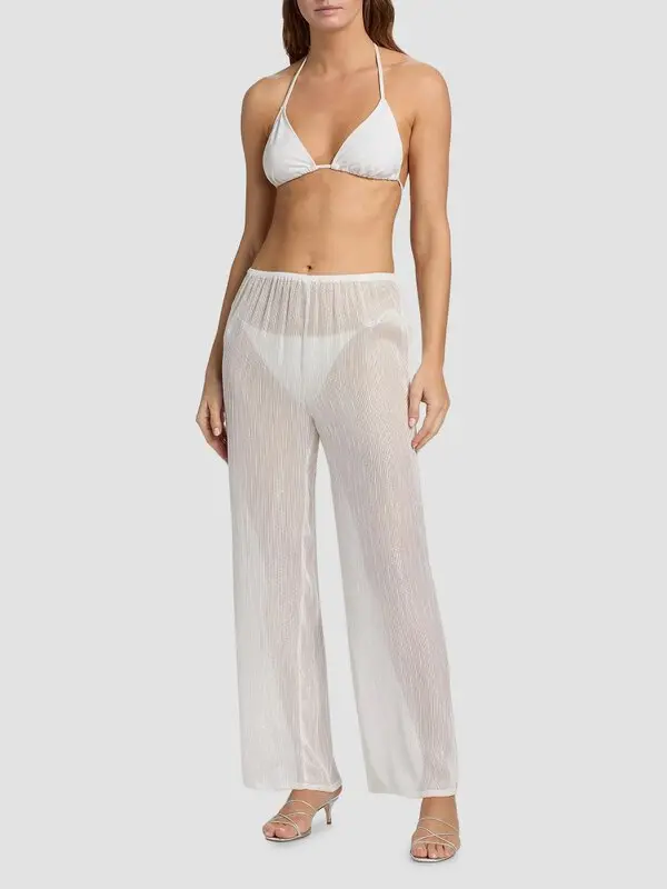 MILLY Celina Pinstriped Sheer Cover-up Pants