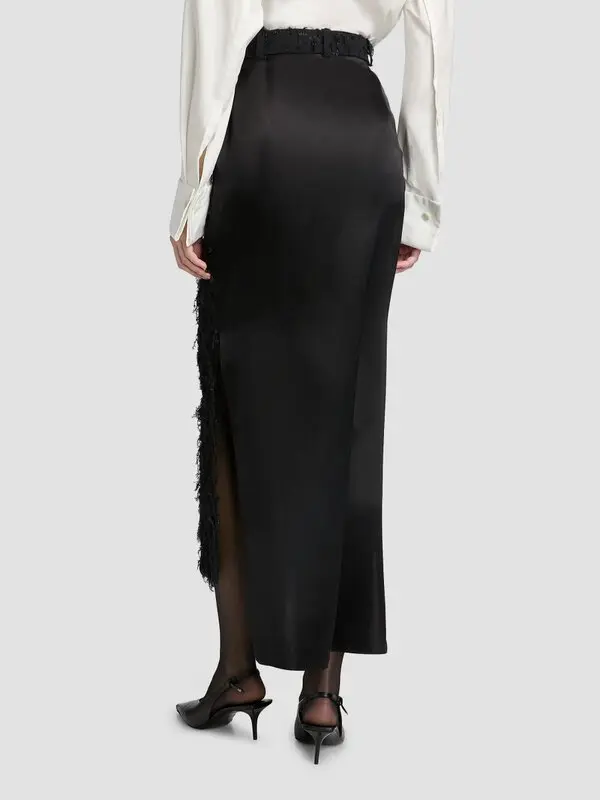 LANVIN Metallic Fringed Wool-blend Midi-skirt