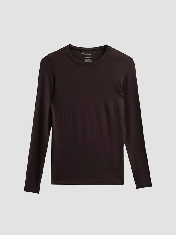Majestic Filatures Soft Touch Long-sleeve Crewneck T-shirt - Chocolate Mousse