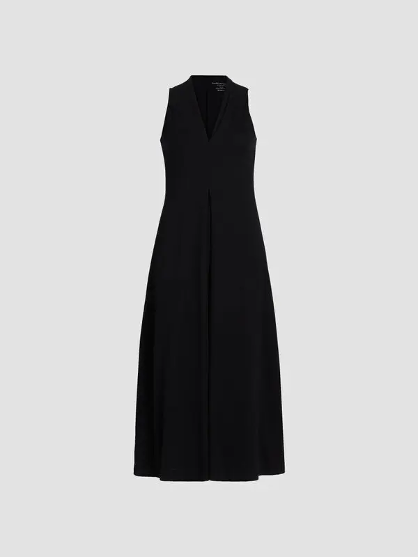 Majestic Filatures Cotton V-neck Sleeveless Dress - Noir