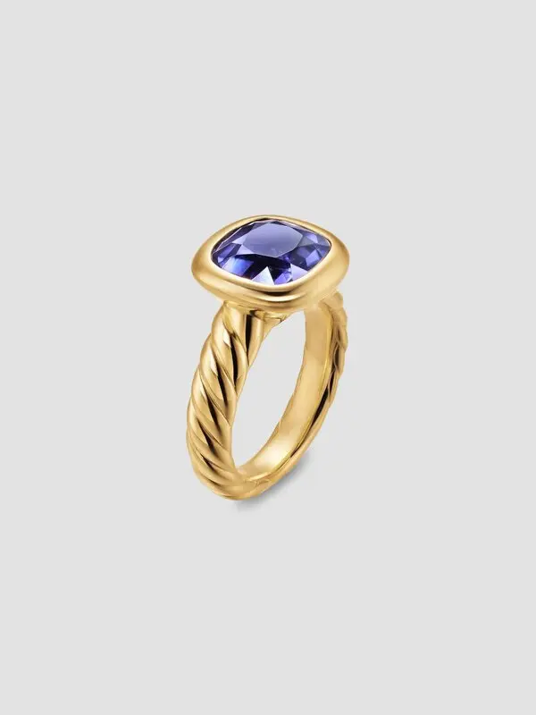 David Yurman Dy Mercer Stone Ring In 18k Yellow Gold - Iolite