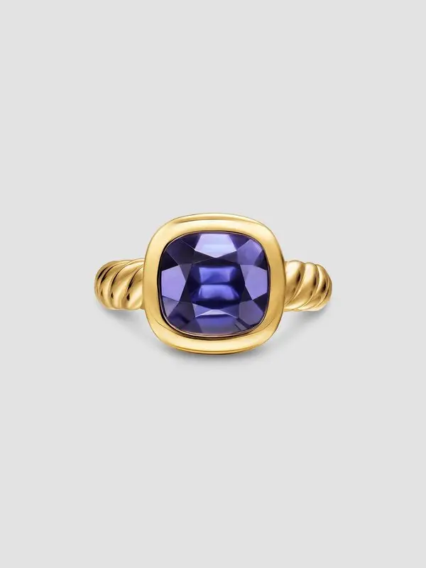 David Yurman Dy Mercer Stone Ring In 18k Yellow Gold - Iolite