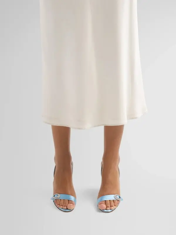 Manolo Blahnik Zutosan 90mm Satin Slingback Sandals - Light Blue