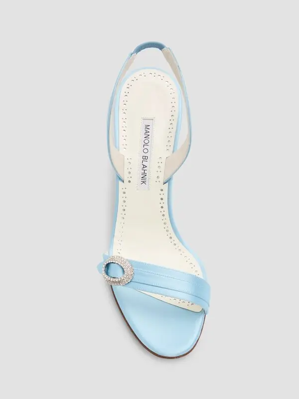 Manolo Blahnik Zutosan 90mm Satin Slingback Sandals - Light Blue